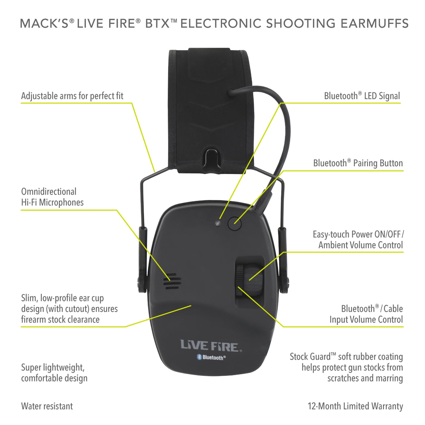 Live Fire® BTX™ Electronic Shooting Earmuffs with Bluetooth® Wireless ...
